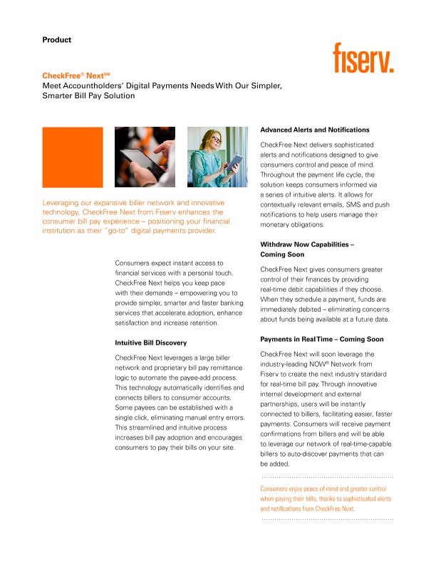 CheckFree Next, Bank Digital Bill Payments Transformed | Fiserv